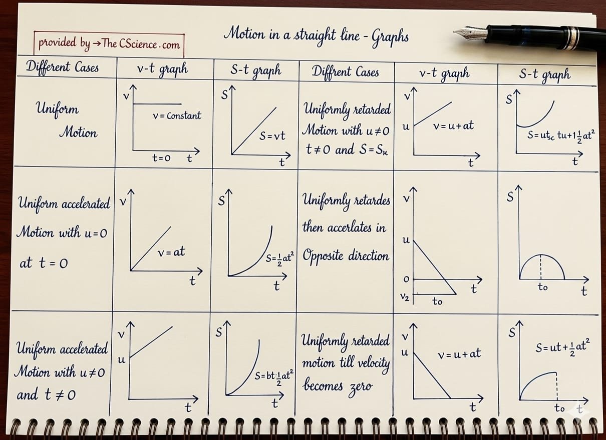 All Motion in a Straight Line Formulas for Class 11, JEE & NEET